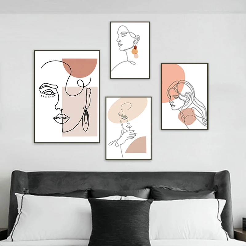 Moderne Minimalistischen Linie Malerei Abstrakte Figur Leinwand Gemälde Nordic Poster Und Drucke ...