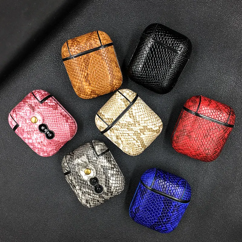 Snake-Skin-PU-Leather-Earphone-Case-For-Apple-Airpods-Pro-Bluetooth ...