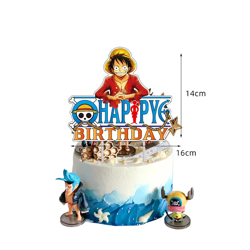 ONE PIECE Party Tableware Luffy Pltae Cup Balloon Banner Cake Topper ...