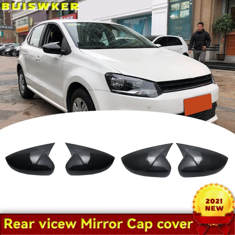 2x-Glossy-Black-Carbon-Fiber-Side-Rearview-Wing-MIrror-Covers-For-VW ...