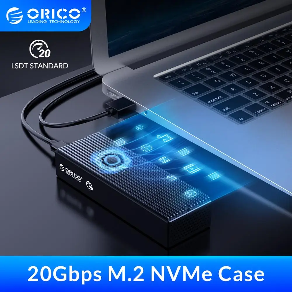 Orico Lsdt 20gbps M.2 Nvme Ssd Case With Built-in Cooling Fan Type-c M2 ...