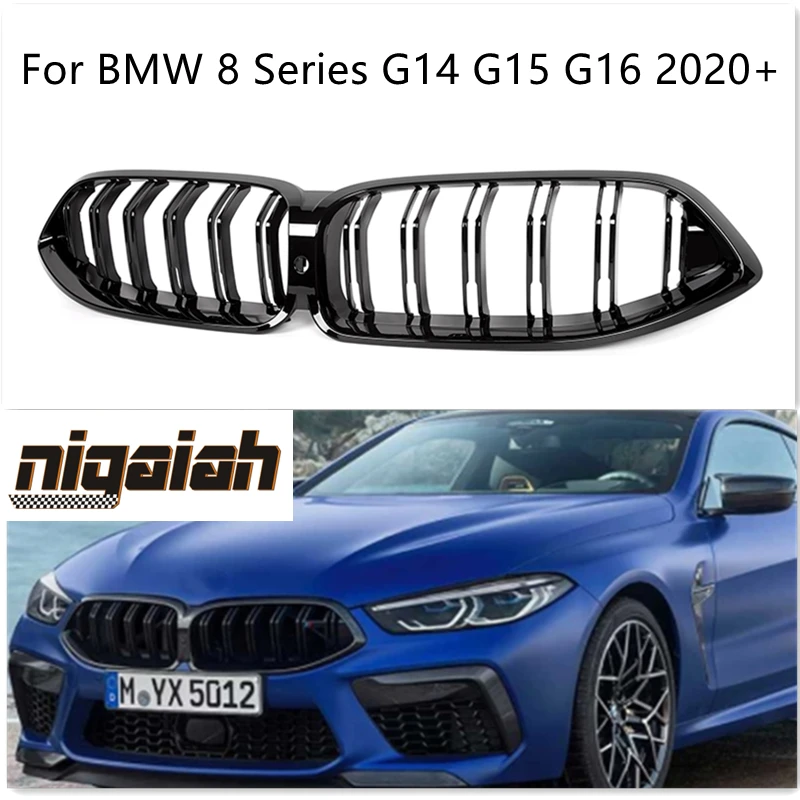 1-Set-Dual-Style-Gloss-Black-Grille-Front-Bumper-Grill-For-BMW-8-Series ...