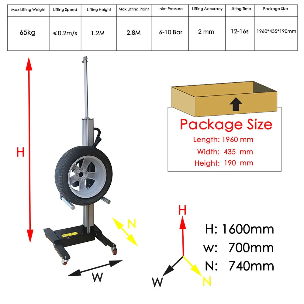 Pneumatic Mobile Wheel Lifter Air Tire Lifting Cart For Tire Storage ...