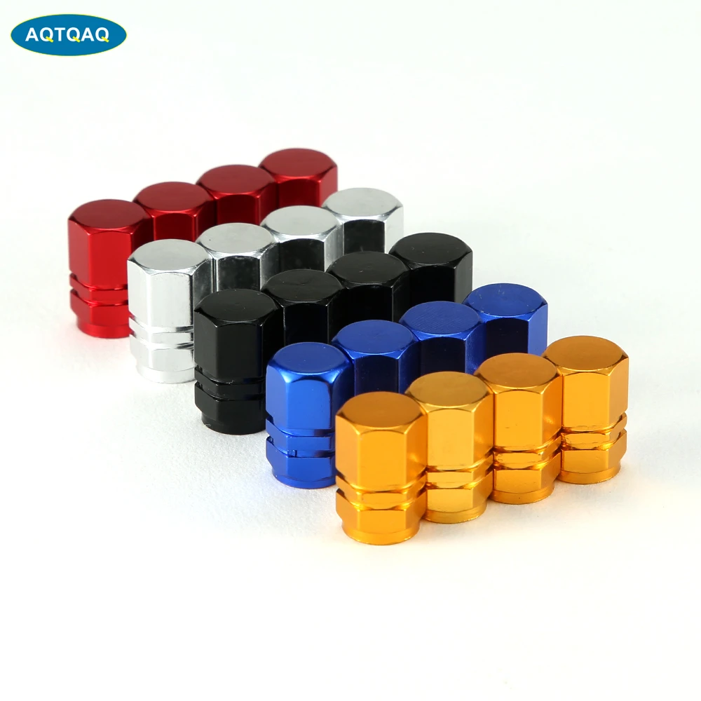 4Pcs/Set Tire Valve Stem Caps, Hex Design Multi Color Anodized Machined ...