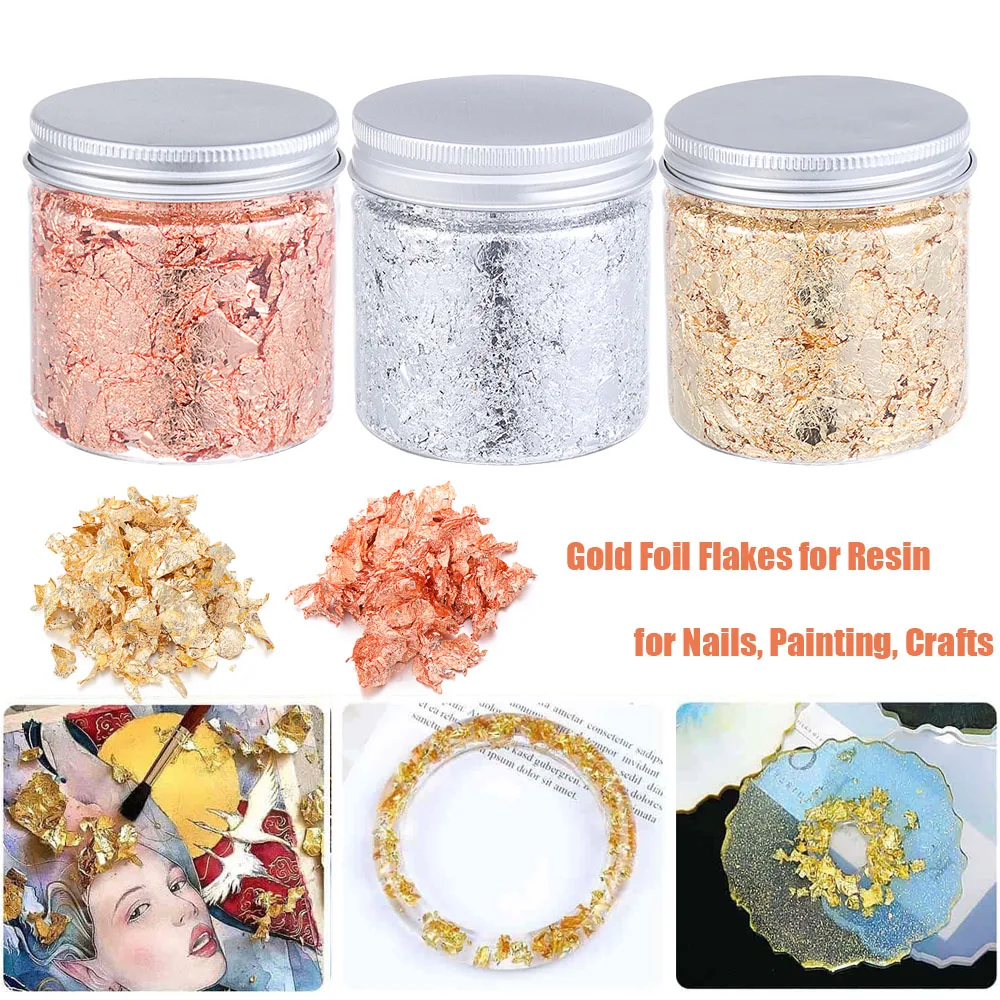 10g Shiny Glitters Gold Leaf Flake Resin Mold Fillings Gold Foil ...