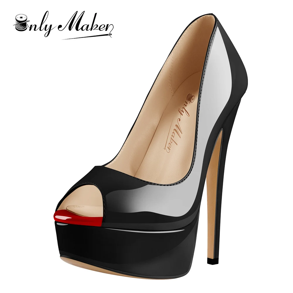 Onlymaker Platform Peep Toe High Heel Slip On Pumps Thin Stiletto Heels ...
