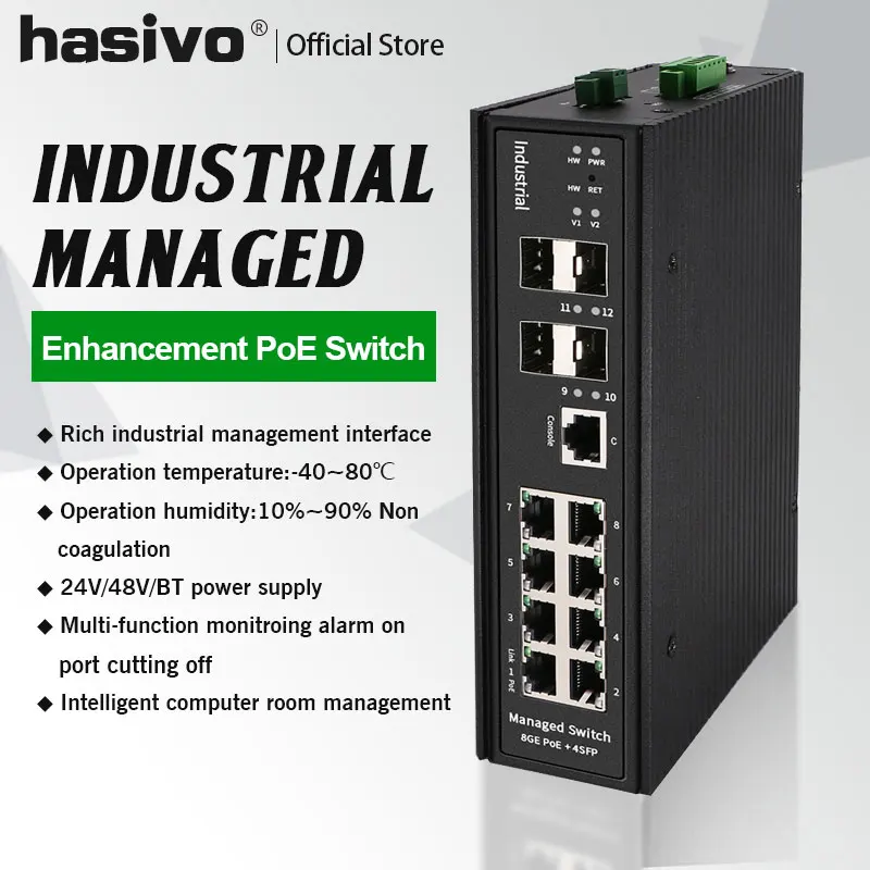Industrial Ethernet management switch intelligent Gigabit 8 Gigabit ...