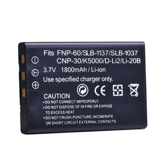 3.7V 1800mAh D-Li2 FNP60 Camera Rechargeable Li-ion Battery for ...