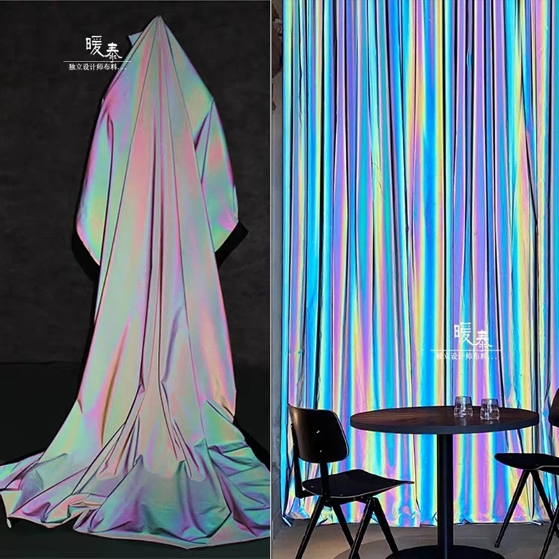 Rainbow Light Reflective Stretch Fabric Gradient Luminous Diy Pathes ...