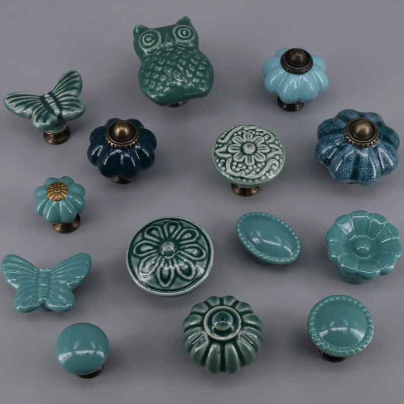 1PCS Ceramic Cabinet Handles and Knobs Art Style Drawer Dresser handle ...