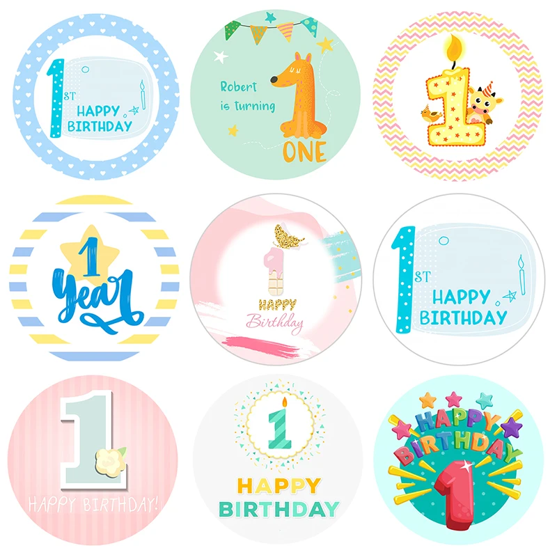 1-Year-Boy-Girl-Birthday-Stickers-First-Birthday-Party-Decorations-Blue ...