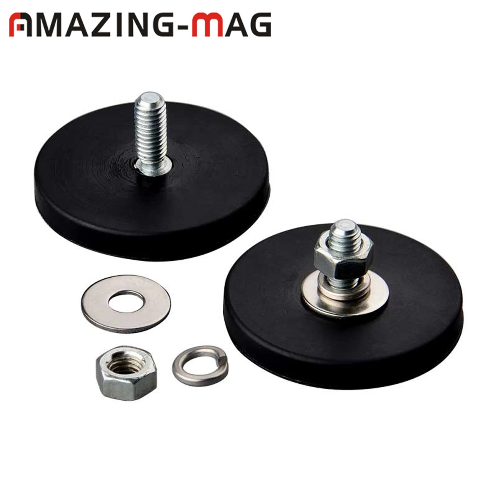 9KG Neodymium Anti scratch Magnet Disc With Rubber Costed D43*6mm M6 ...