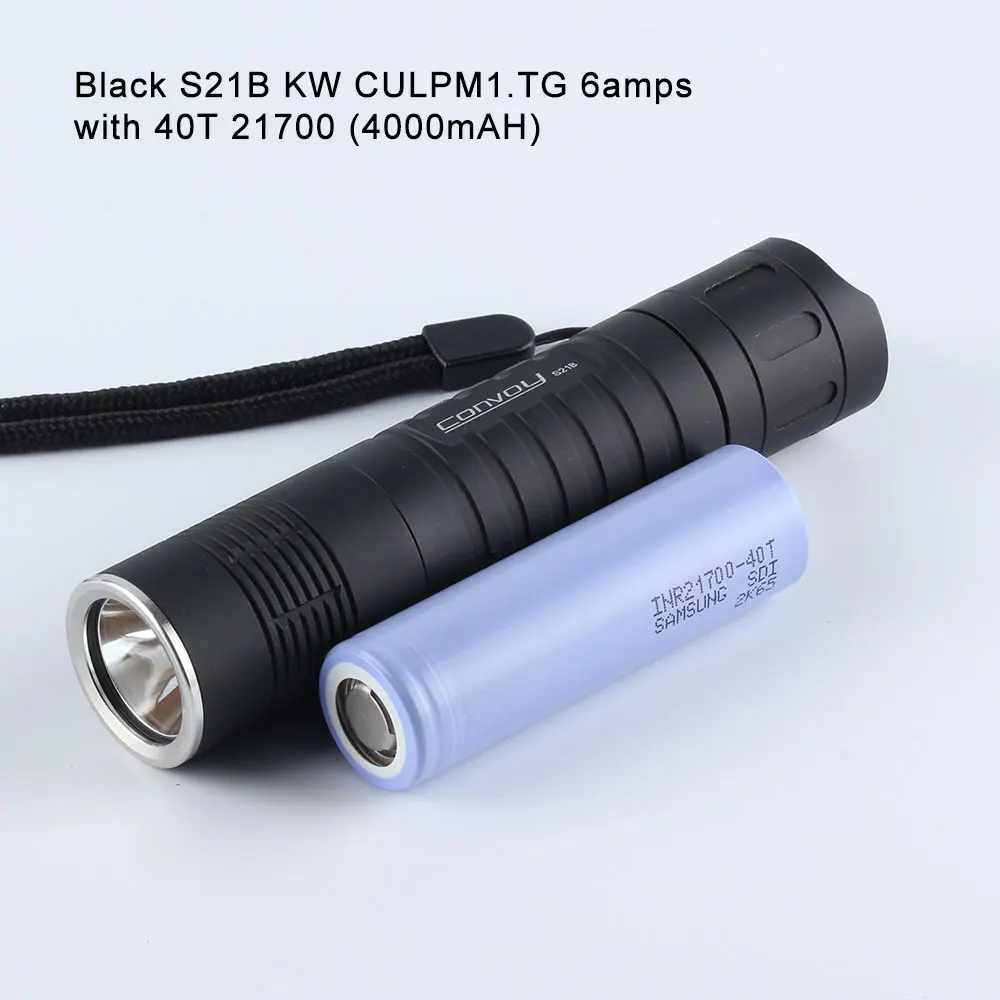 Convoy black S21B KW CULPM1.TG 6amps 21700 flashlight ,torch , with ...