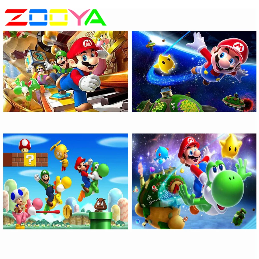 3D Diy Diamond Painting Cartoon Super Mario 5D Diamond Embroidery ...