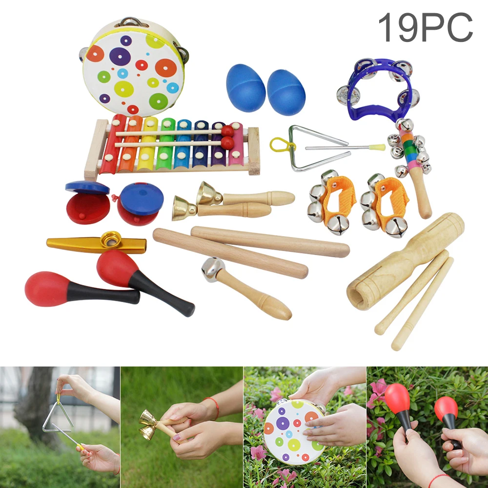 19pcs Orff Percussion Musical Instruments Set Hand Drum Knock Piano ...
