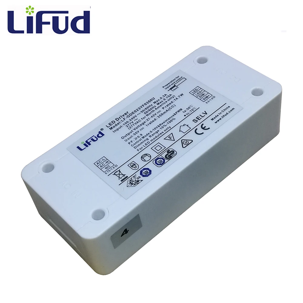 Lifud LED Driver 15W 350mA DC 27-42V AC100-277V LF-GDE023YF0350U 0-10V ...