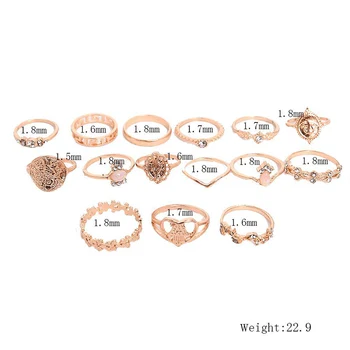 Elegant Bohemian Retro Golden Ring Set (15 Pieces) - Queerks™