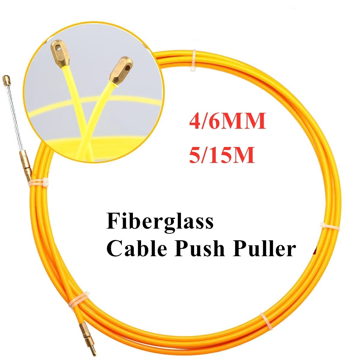 4/6mm 15M Glass Fiber Cable Push Puller Running Cable Wire Kit Wall ...