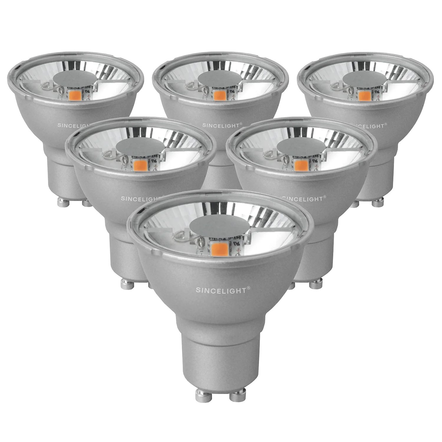 Pack of 6, GU10 LED Light Downlight Bulb 24° Dual Reflector ...