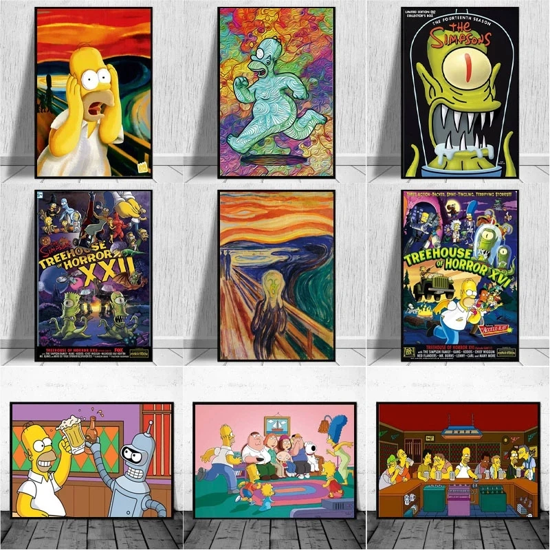 Poster Canvas Painting Simpson | Simpsons Canvas Wall Art | Simpson ...