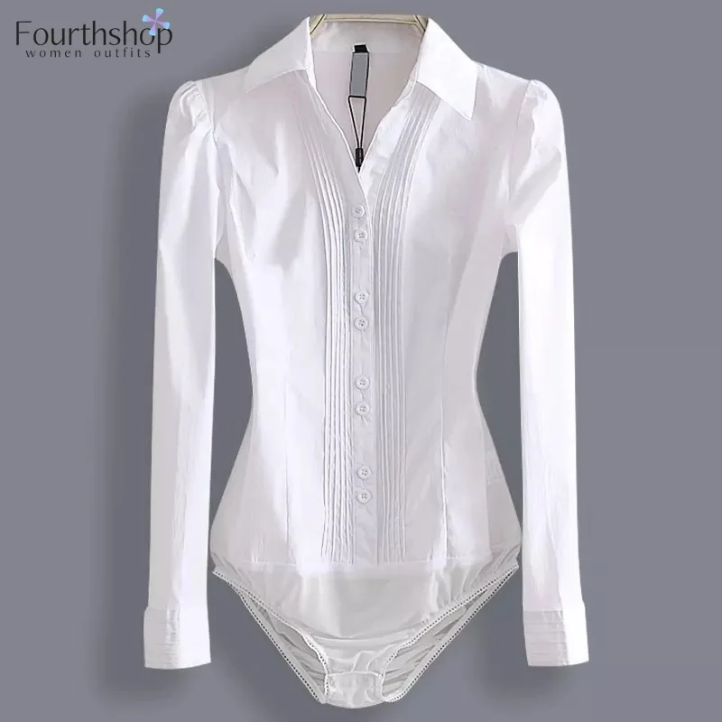 Body-de-manga-larga-para-mujer-camisa-de-cuerpo-para-oficina-uniformes ...