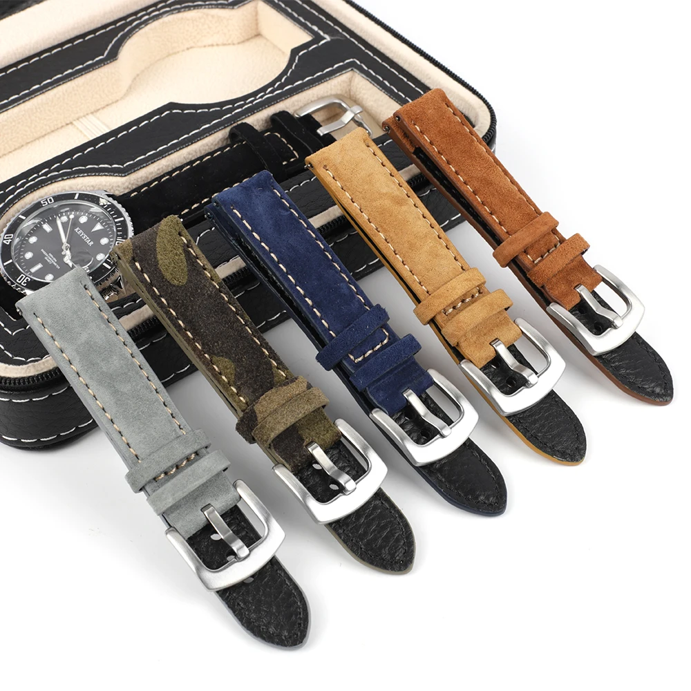 Suede Leather Watch Strap 18mm 19mm 20mm 22mm Band Vintage Handmade ...