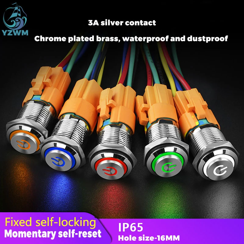 12mm 16mm 19mm 22mm High Head Led Metal Button With Light Waterproof ...