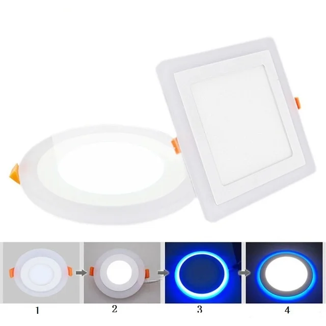 Round/square Led Panel Downlight,6w 12w 18w 24w Double Color Led ...