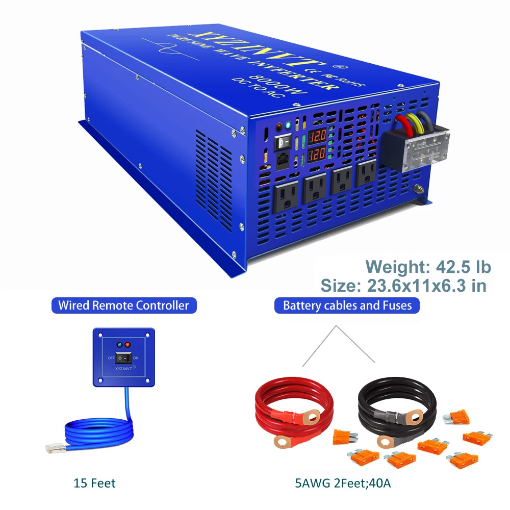 XYZI NVT 8000W Pure Sine Wave Inverter 12V 24V 36V 48V DC TO AC 220V ...