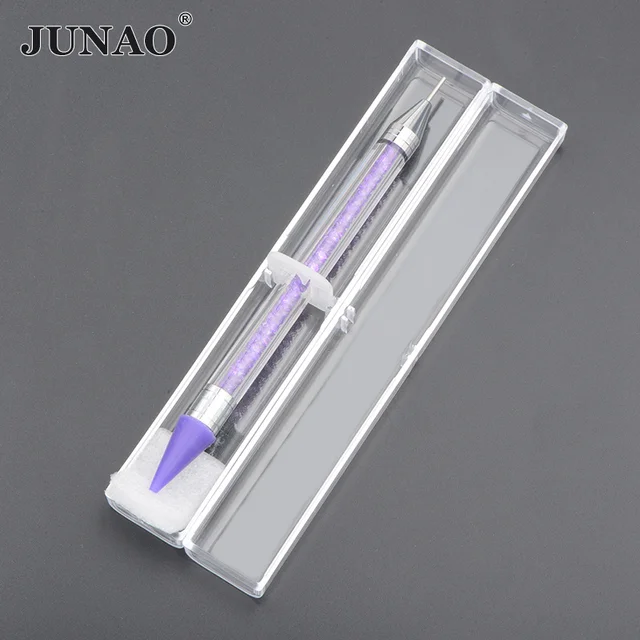 JUNAO Pink Color Wax Pencil Rhinestone Pen Dap Pen Picking up Nail ...