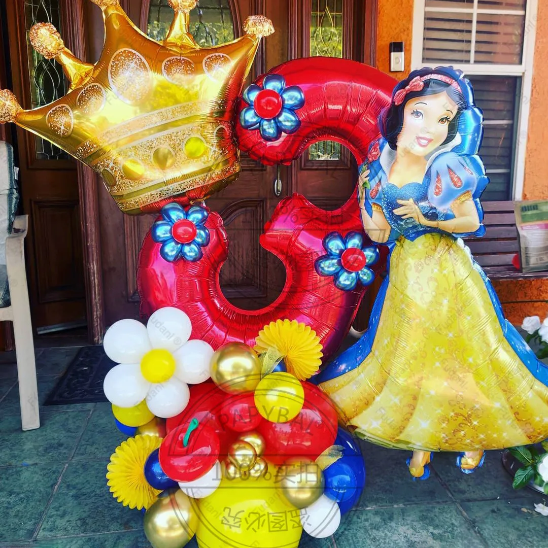 50pcs-Disney-Balloons-Crown-Snow-White-Princess-Foil-Balloons-Age-1-9 ...