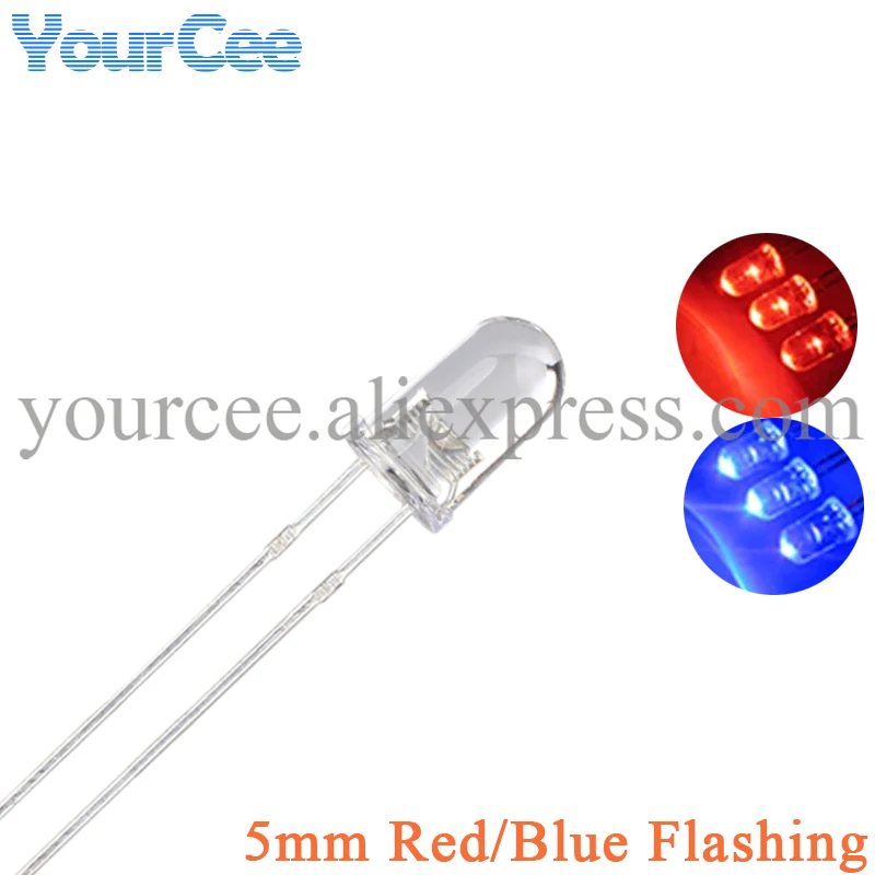 50pcs-5mm-Flashing-Red-Blue-Flash-led-LED-10000mcd-F5-Blinking-Red-Blue ...