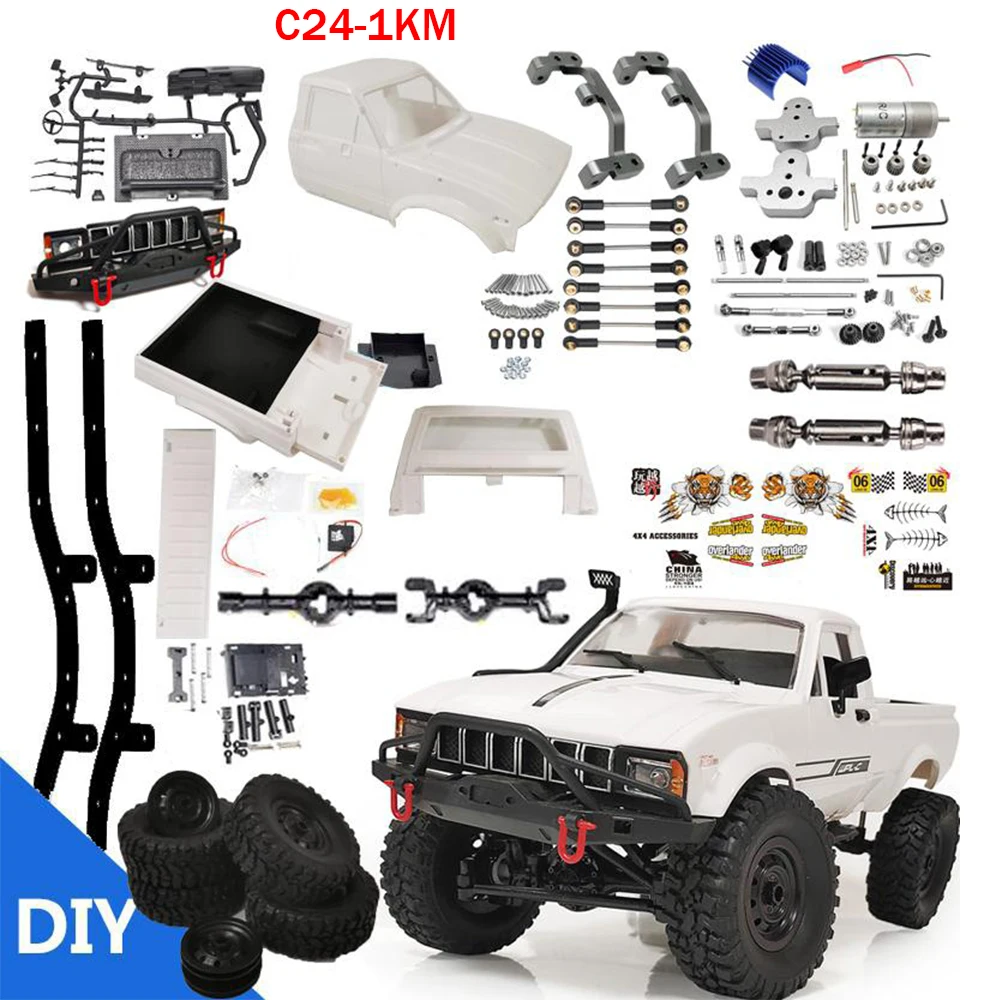 WPL C24 1KIT C24 1KM 1/16 2.4G 4WD RC 자동차 크롤러 트럭, 전체 비례 제어 자동차, DIY 모델 ...