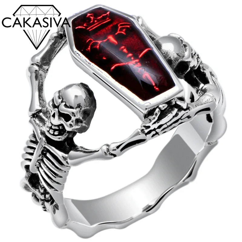 925 Vintage Thai Silver Vampire Bat Skull Ring Men's Vintage Punk Style ...