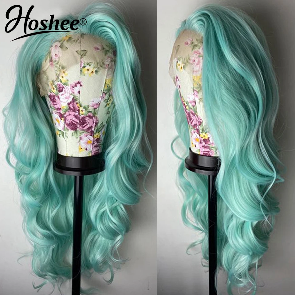 Cyan Blue Loose Deep Wave Wig Cosplay Lace Front Wig 613 Colored HD ...