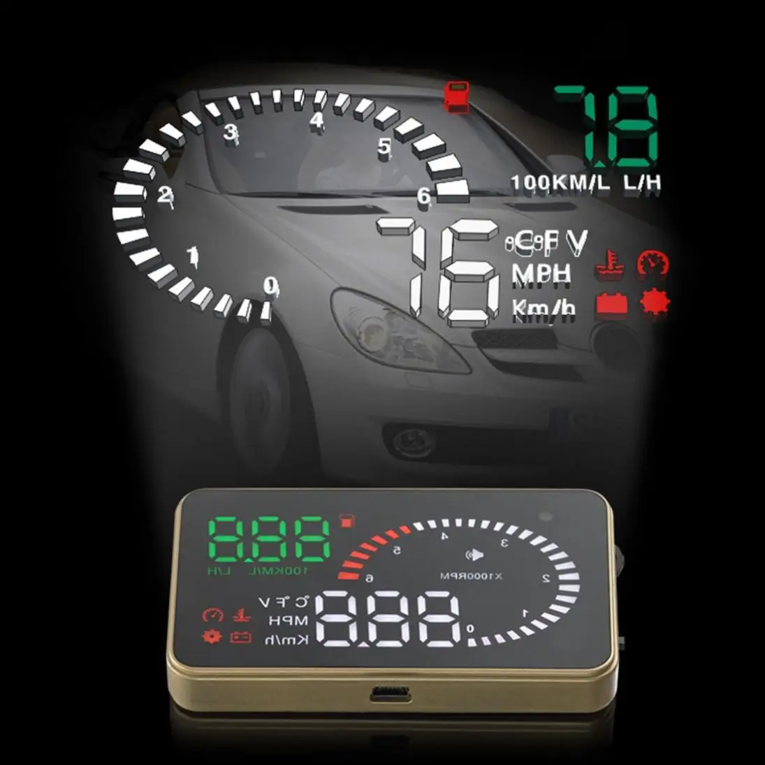 3 Inch X6 Ultra clear Auto Cars HUD Display with Speed / Engine Speed ...