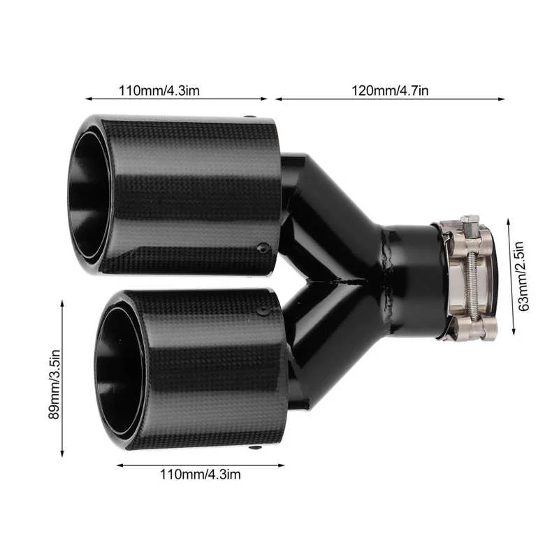 Carbon Fiber Dual Exhaust Tail Dual Pipe Glossy Y Shape Tail Pipe with ...