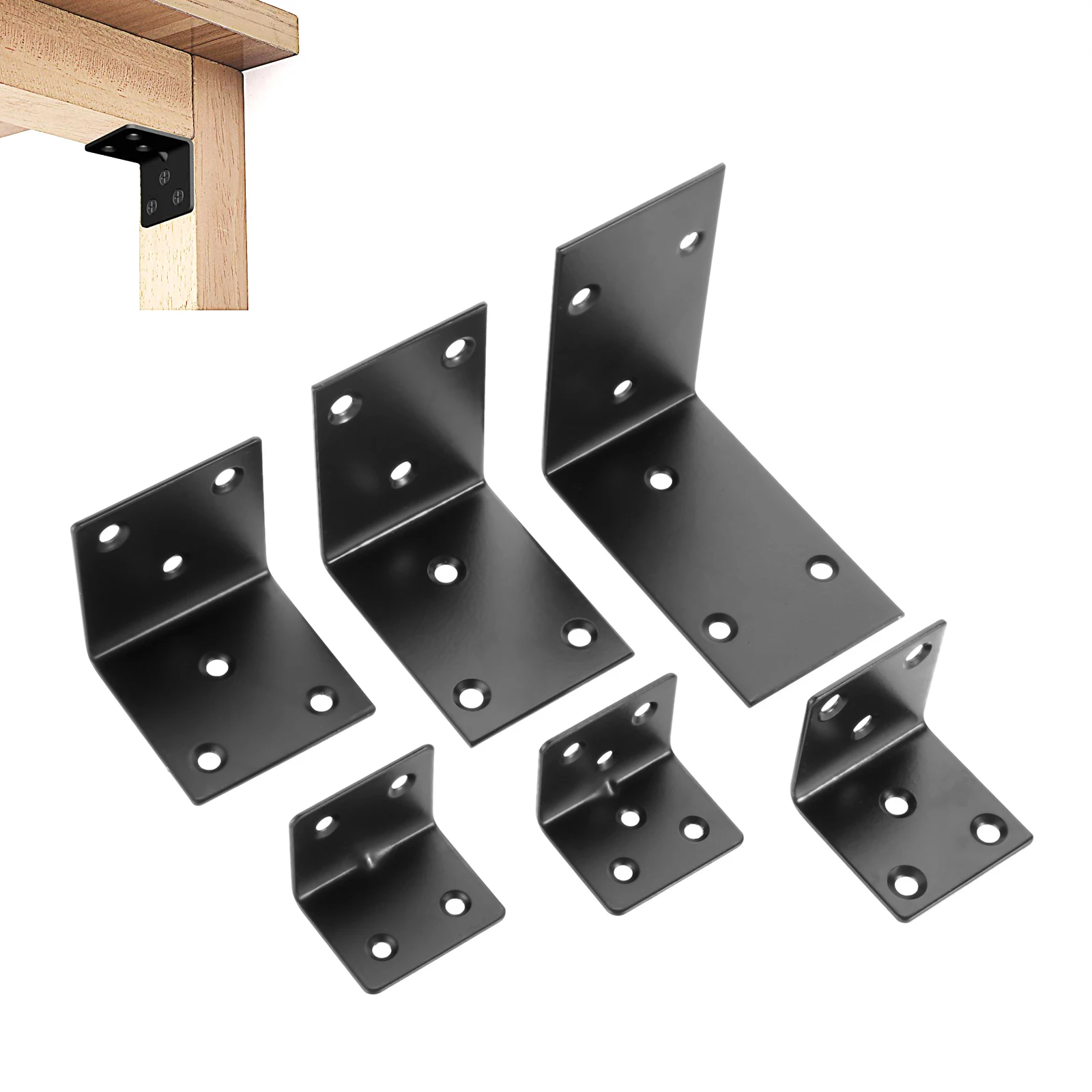 10pcs Black L Corner Brackets Stainless Steel Angle Bar 90 Degree Right ...