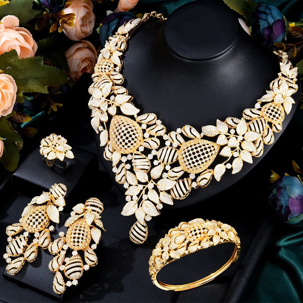 GODKI-Super-Big-Luxury-4PCS-BEE-NEST-African-Jewelry-Sets-For-Women ...