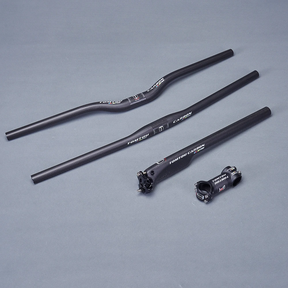 TOMTOU Matte 3K Carbon Fiber Cycling Road MTB Handlebars Sets Bicycle ...