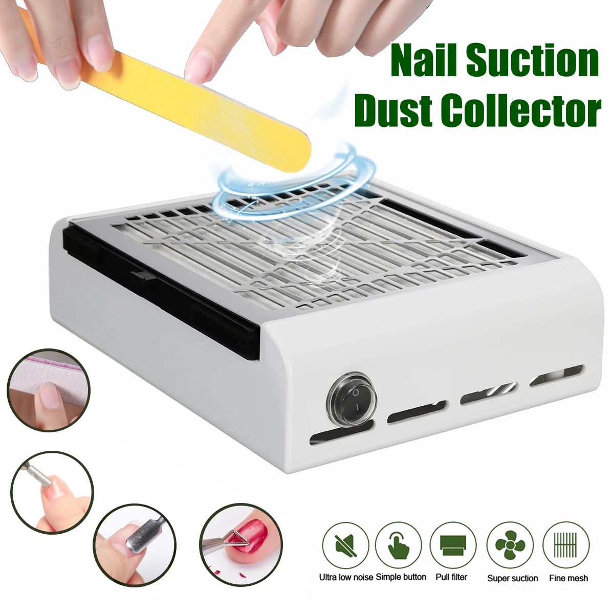 Nail Dust Collector Vacuum Cleaner Manicure Salon Nail Art Dust Suction ...