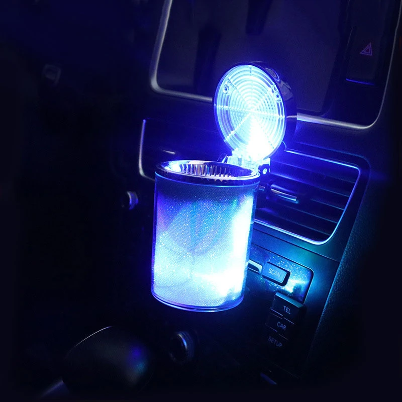 자동차 재떨이 Led 라이트 담배 시가 재떨이 컨테이너 가스 병 연기 컵 홀더 보관 컵 자동차 용품자동차 재떨이