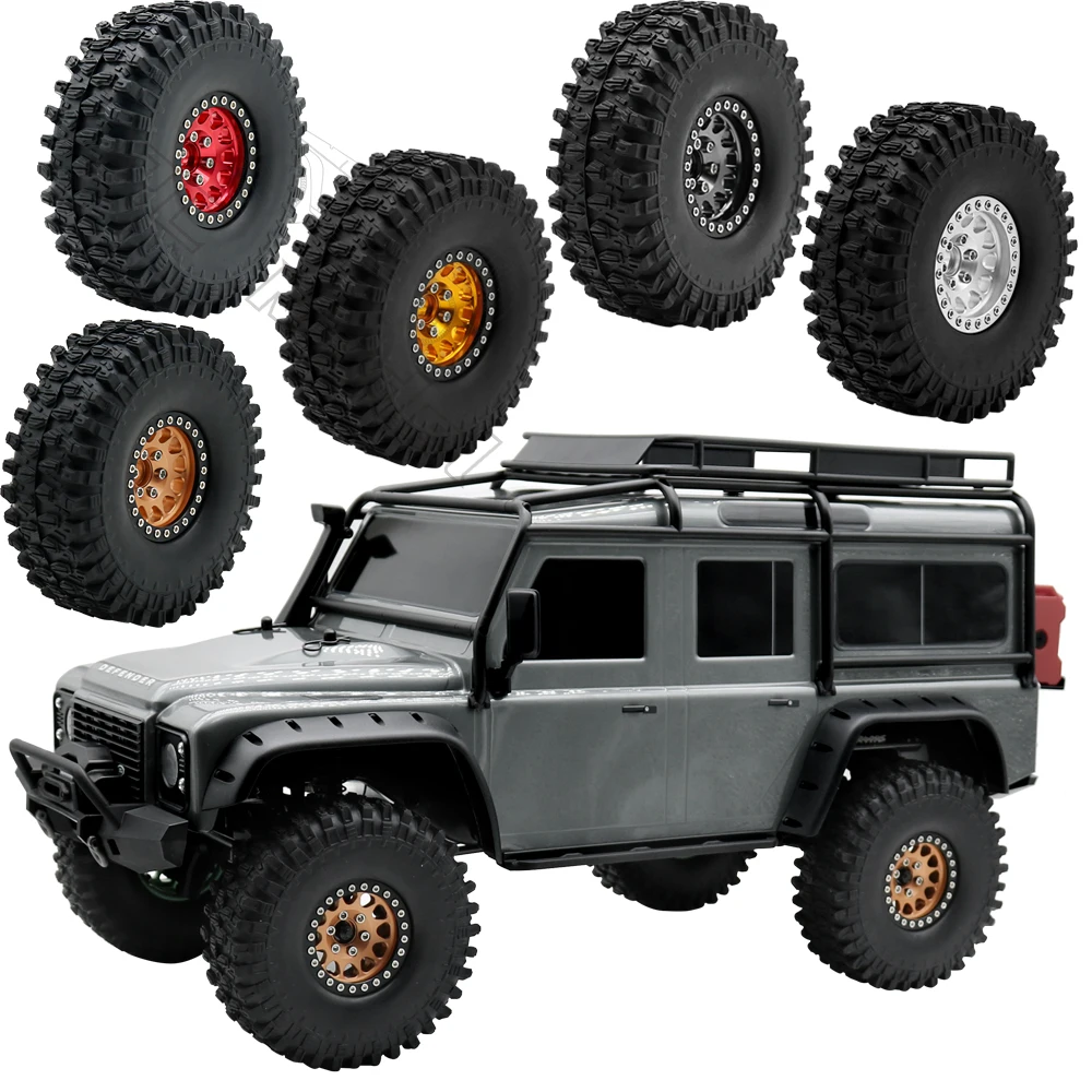 4PCS Metal 1.9 Beadlock Wheel Rim Tires Set for 1/10 RC Crawler Car ...