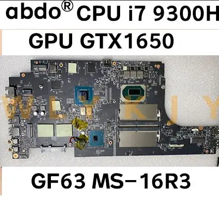 Para MSI GF63 MS-16R3 Laptop Motherboard. MS-16R31 CPU I7 9750H GPU ...