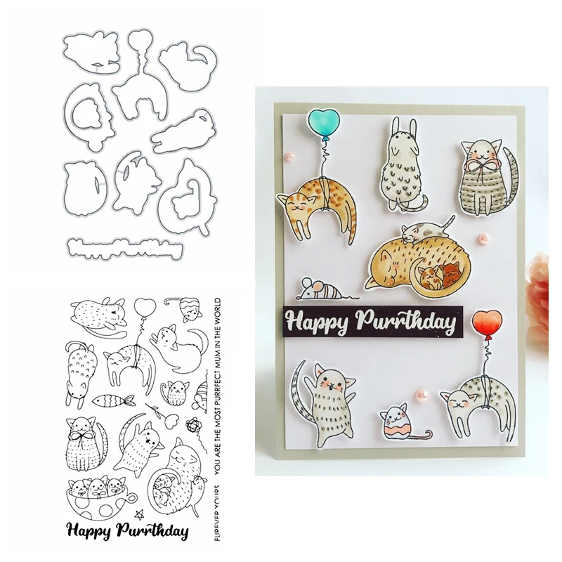 Cartoon Mouse Clear Stamps Words Coordinate Dies Metal Cutting Dies Diy ...