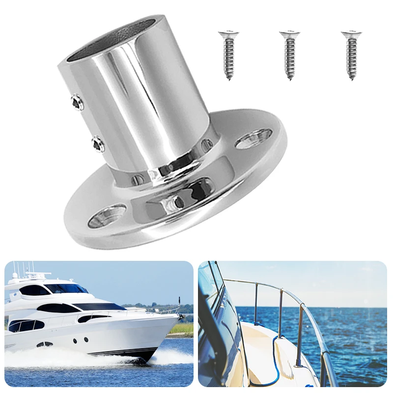 1 Set 25mm /1″ 90 Degree Round Stanchion Base 316 Stainless Steel Boat ...