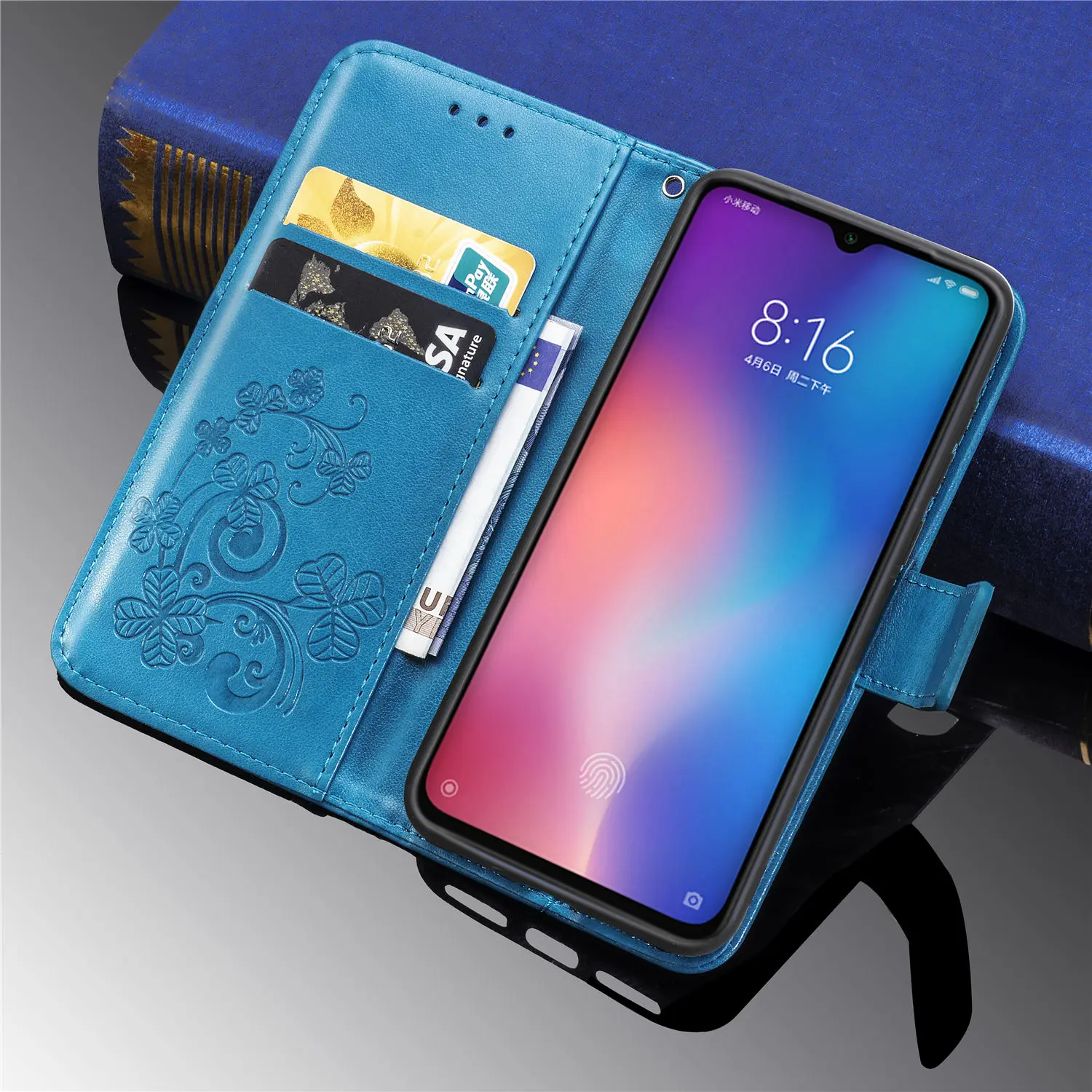 Para xiaomi mi 9 caso da aleta de couro xiaomi mi 9se capa traseira à ...