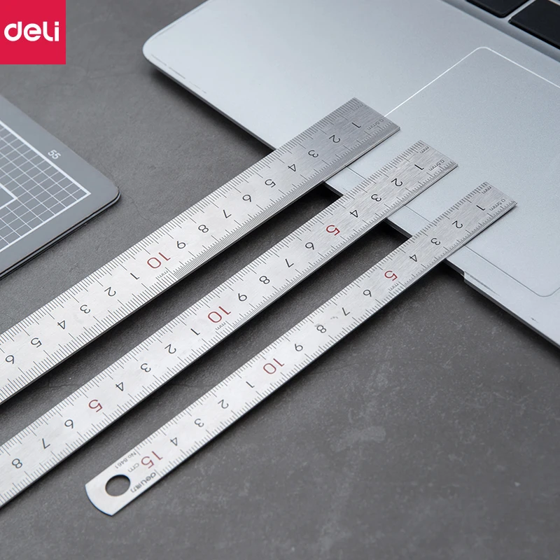 Deli-Metal-Ruler-Silver-15-20-30cm-Stainless-Steel-Straight-Rulers ...