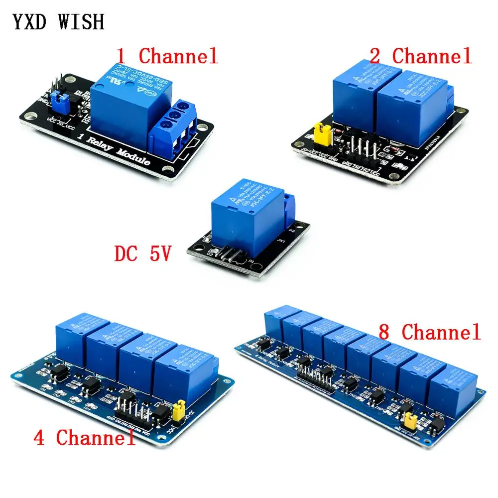 Módulo De Relé, 5 V 1 2 4 8 Canal Módulo De Relé Com Optoacoplador 5 V ...
