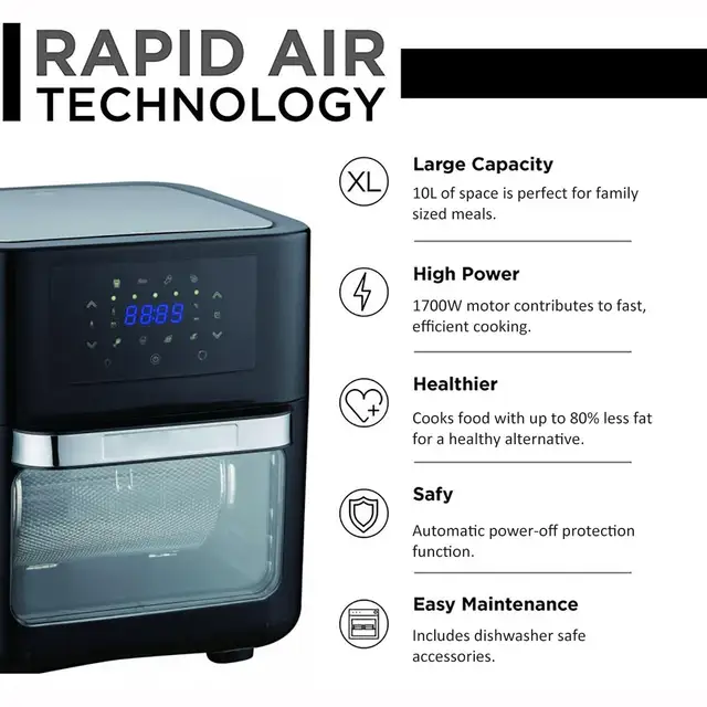 Air Fryer Oven Healthy Smart Touch LED Multi Function Cooker 1700W ...